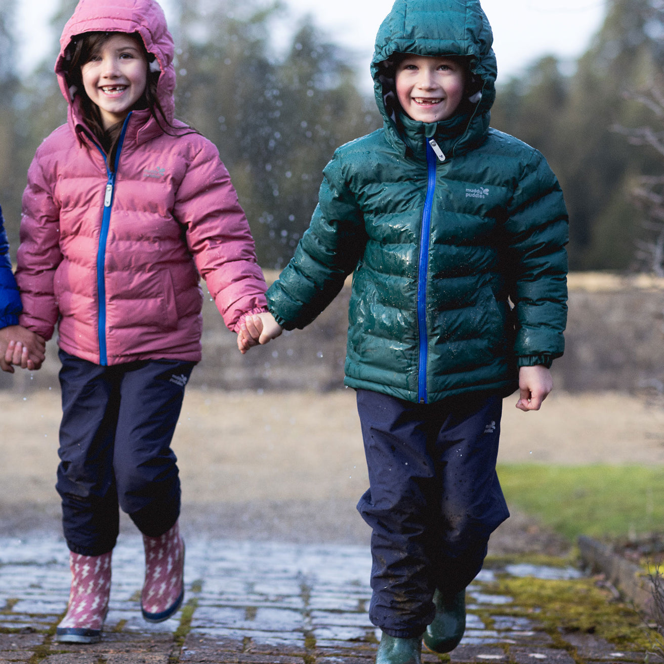 Waterproof Puffer Jacket Dark Green Kids - Muddy Puddles