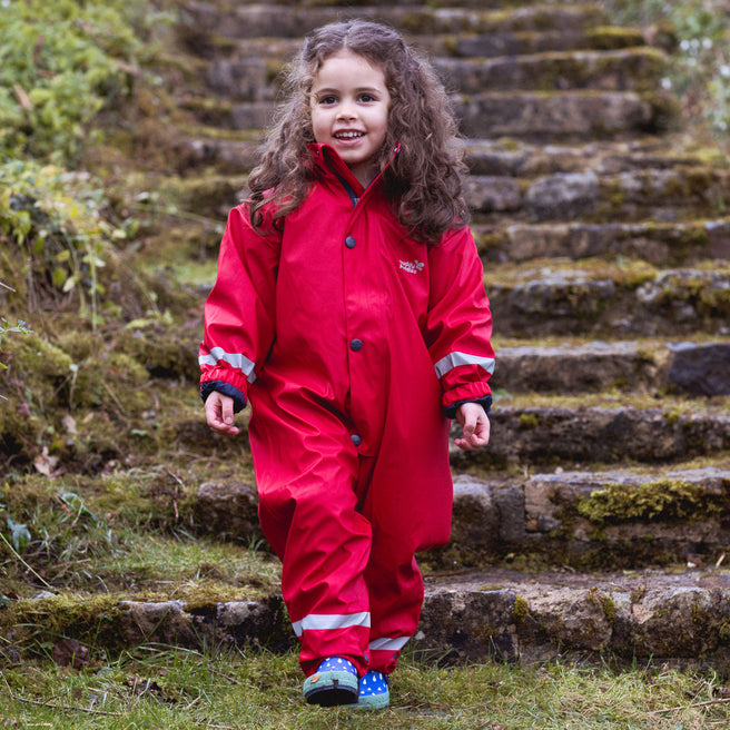 Puddleflex Fleece Lined Puddle Suit Red Kids - Muddy Puddles