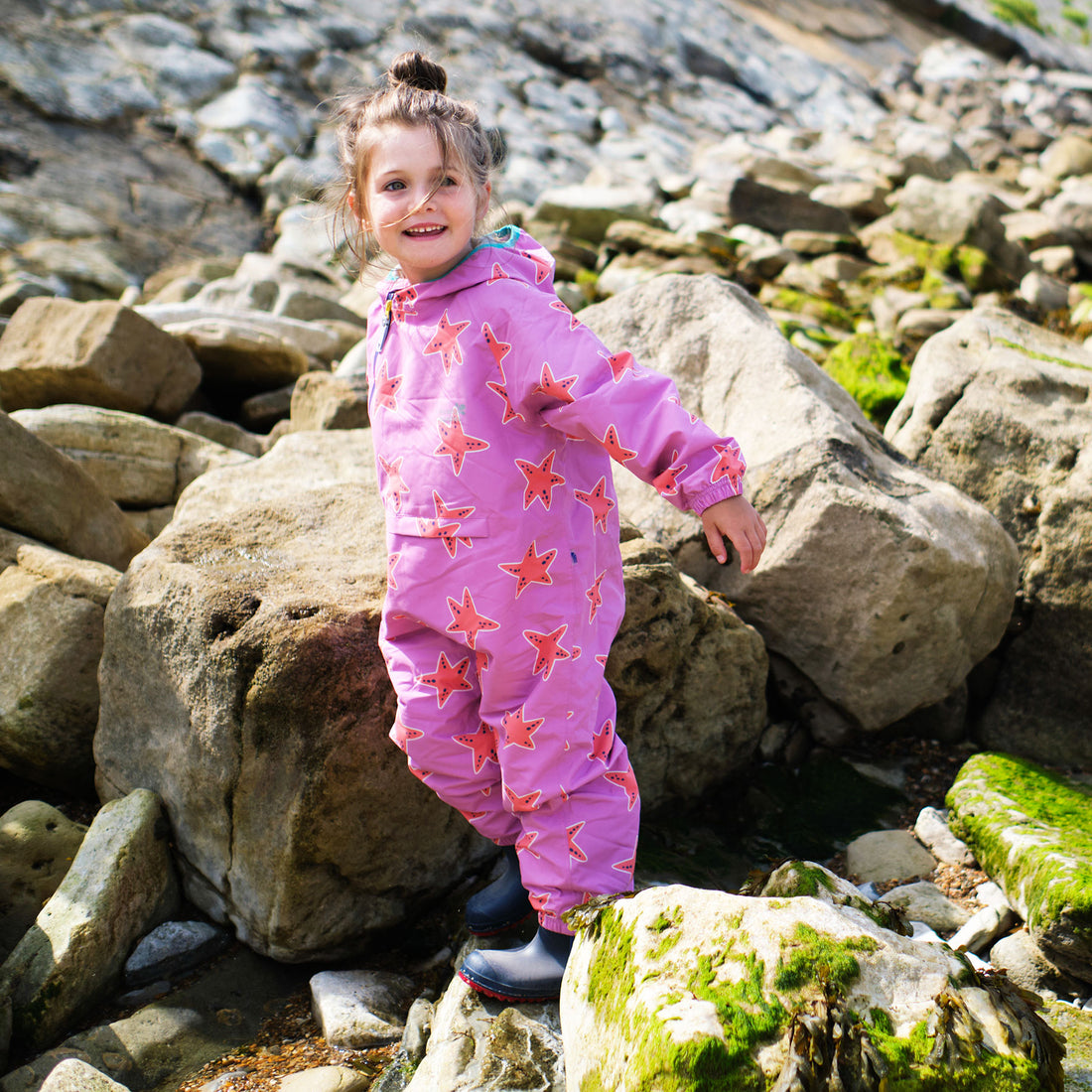 EcoLight Lightweight Waterproof Puddle Suit Pink Starfish Kids - Muddy ...