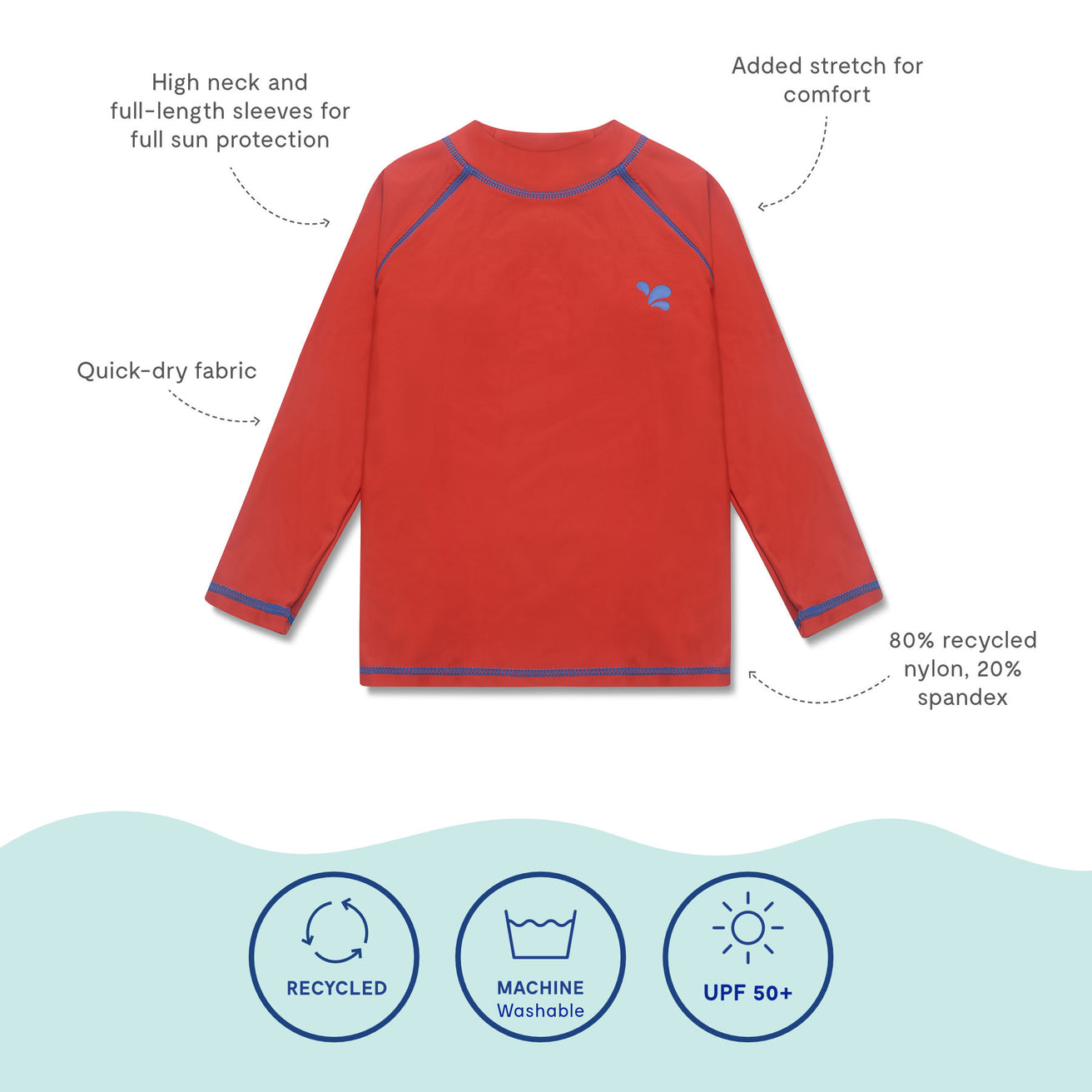 UV Protective Rash Vest Red Kids - Muddy Puddles