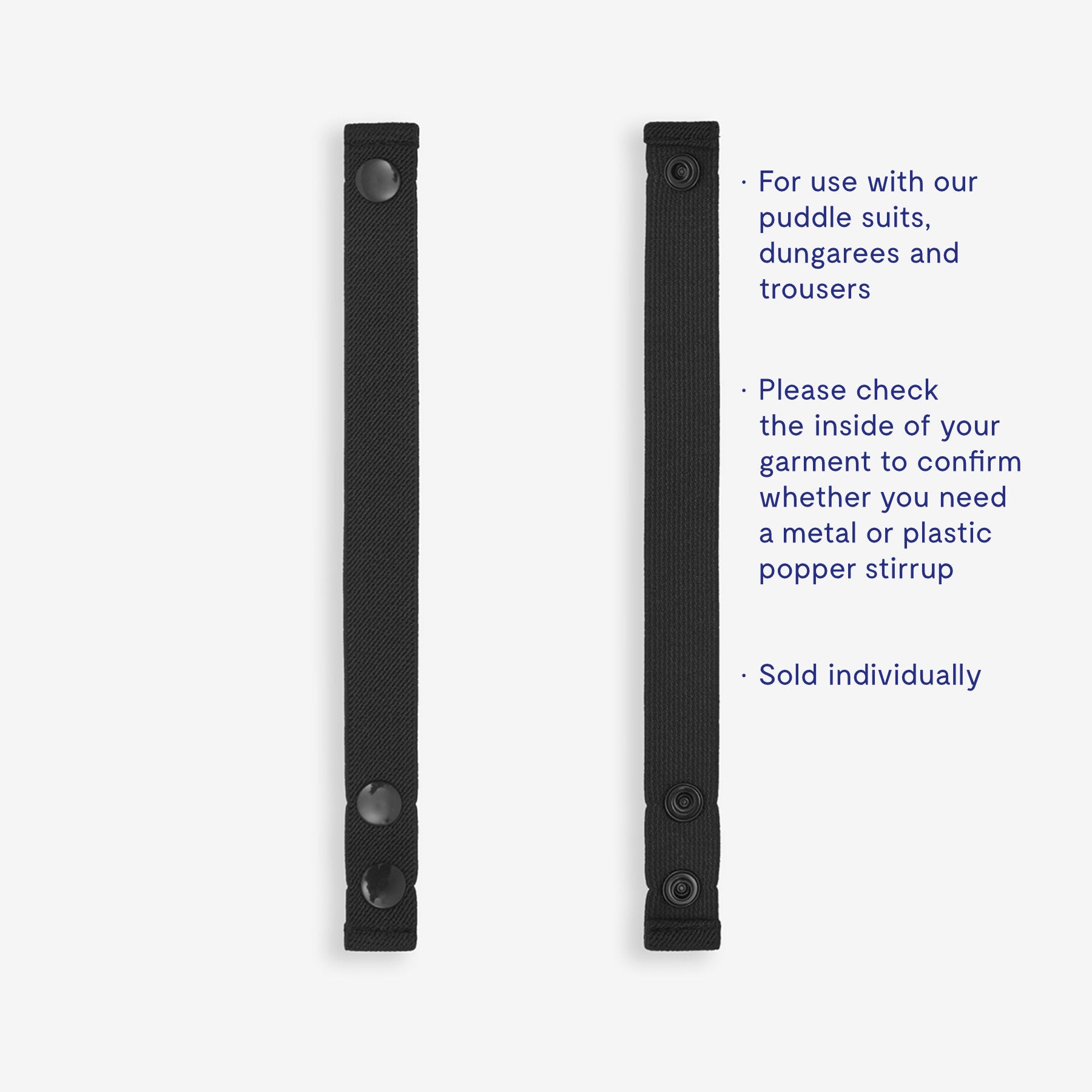 Spare Single Stirrup Black Plastic Poppers Kids - Muddy Puddles